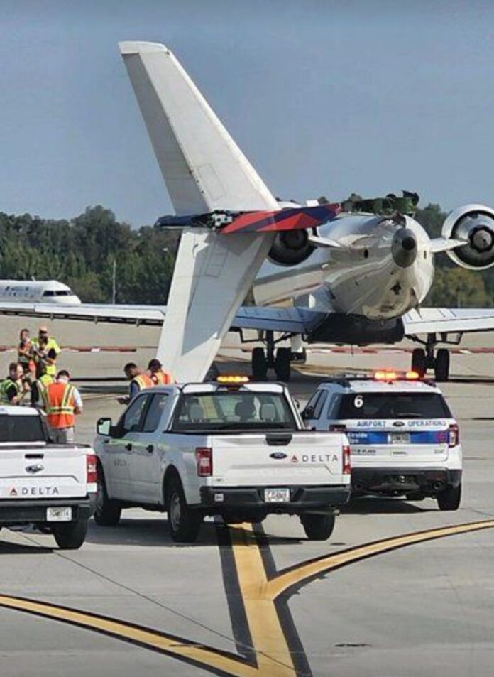 Two Delta Airlines aircraft were involved in a collision on the taxiway ...