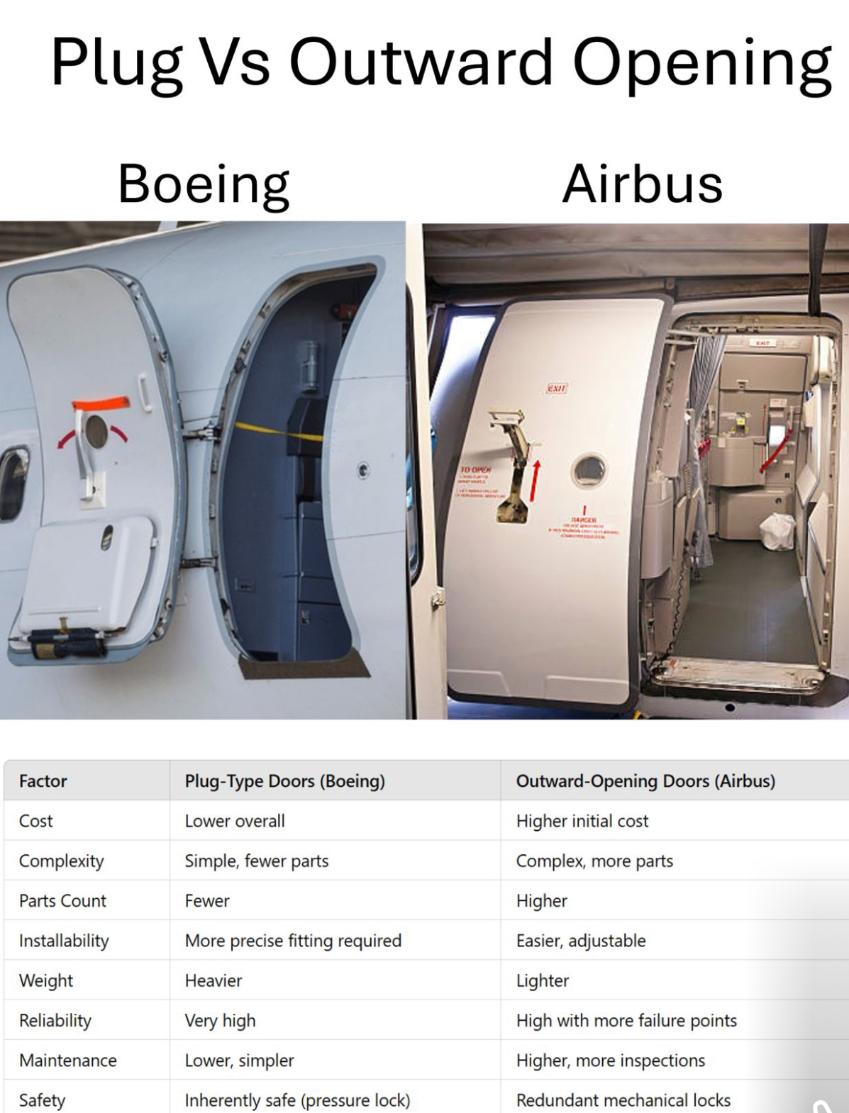 Plug vs outward opening aircraft doors - Aeropeep