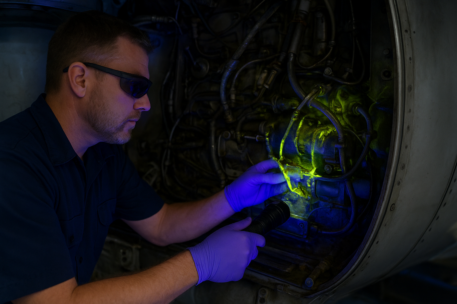 How to Detect APU Oil Leaks Using UV Light Aircraft Maintenance
